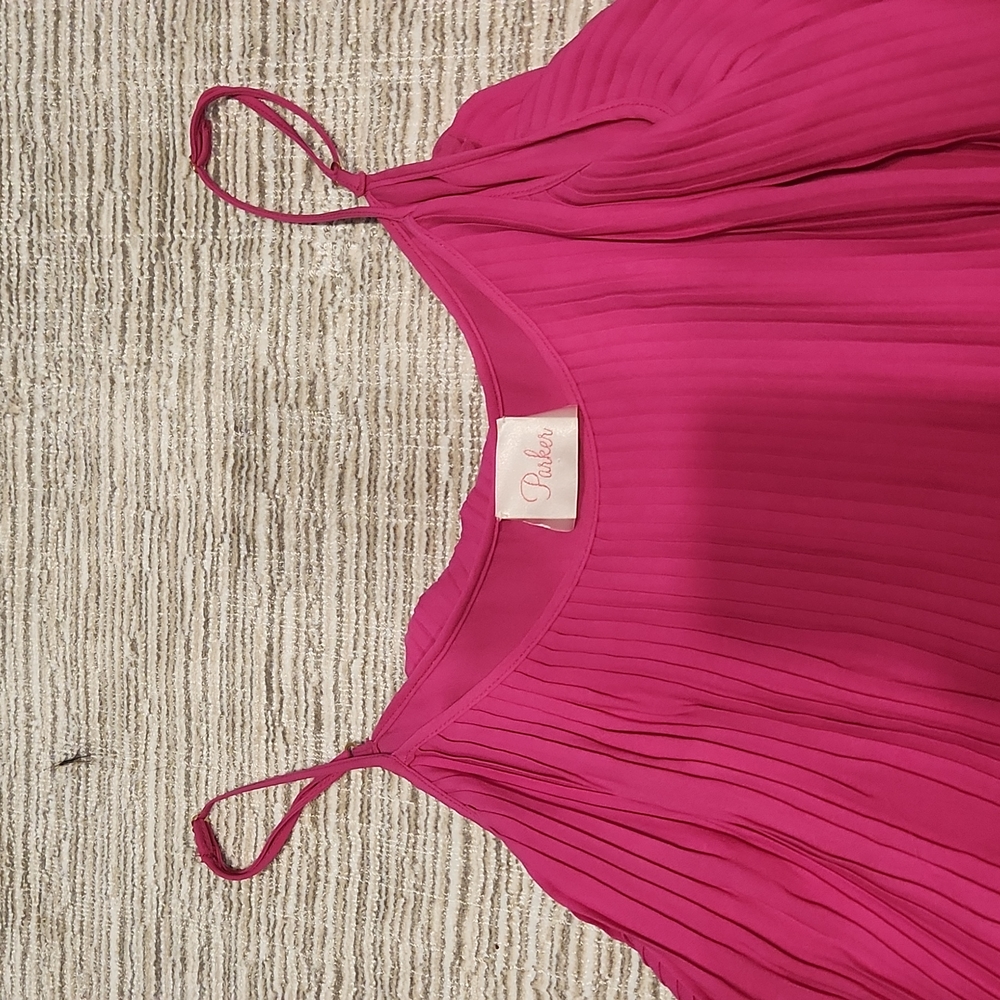 Hot Pink Pleated Parker Mini Dress With Adjustable Sp… - Gem